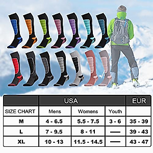 Hylaea Snow Ski Snowboarding Socks for Men & Women, Cold Weather Winter Warm Socks Thermal Knee-high, Merino Wool Hunting Outdoor Sports OTC Gray Blue Large