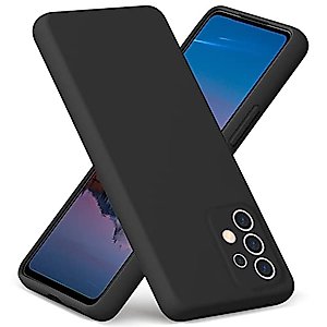 Gueen Compatible with Samsung Galaxy A53 5G Case, Premium Liquid Silicone, with [Camera Protection] [Soft Anti-Scratch Microfiber Lining] Full Body Shockproof Protective Phone Case - Black