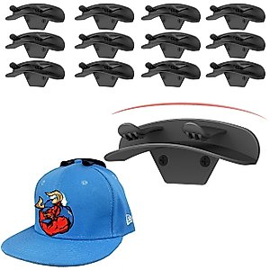 NLDSDSPH Adhesiv Hat Hooks for Wall, Adhesive Hat Rack,Hat Organizer for Baseball Caps,Hat Hooks Display for Wall,Door,Closet, Office, Bedroom-12 Pack (Black)