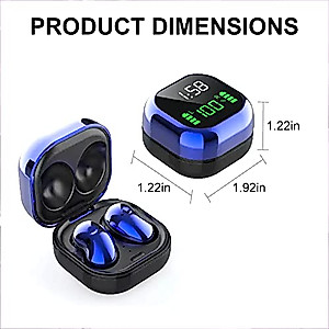 eDealz Fully Wireless Bluetooth 5.1 Rechargeable IPX4 Waterproof Sweatproof Earbud Headphones with Microphone, Micro USB LCD Clock Charging Case Surround Stereo Bass and Noise Cancelling Calls (Blue)