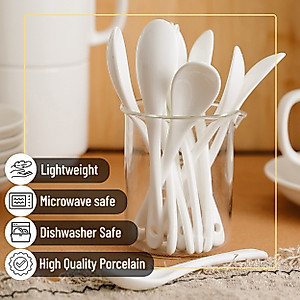 BTaT- Tea Spoon, Set of 12, White Porcelain, Espresso Spoons, Ceramic Spoon, Ceramic Spoons, Ceramic Teaspoon, Ceramic Spoons Small, Spoon for Tea, Tea Spoon for Loose Tea, Christmas Gifts