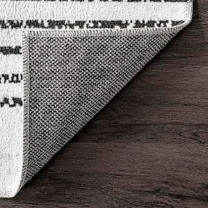 nuLOOM Romina Machine Washable Diamond Stripes Ultra Thin Area Rug, 8 x 10, White