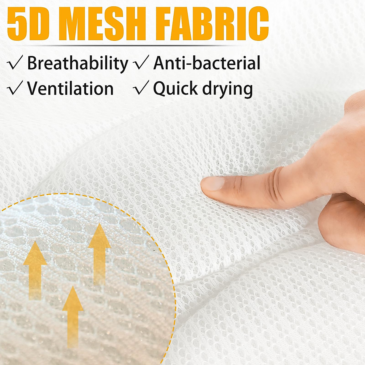 POOIKTFY Full Body Bath Pillow(50.79 x 15.75”x 0.9”),5D Air Mesh & Quick Drying, Bath Pillows for tub & 21 Non-Slip Suction Cups, Spa Bathtub Pillow for Head Neck Shoulder Support (White)