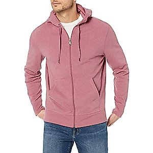Amazon Essentials Men's Lightweight French Terry Full-Zip Hooded Sweatshirt, Pink, Large