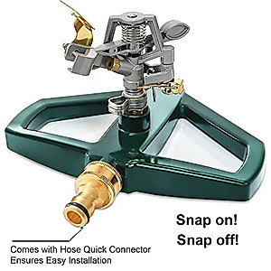 Sprinklers for Yard - AINEED Water Sprinkler for Lawn with Metal Base, Pulsating Impact Lawn Sprinklers for Yard Large Area, Garden Hose Sprinklers System with Sprinkler Head