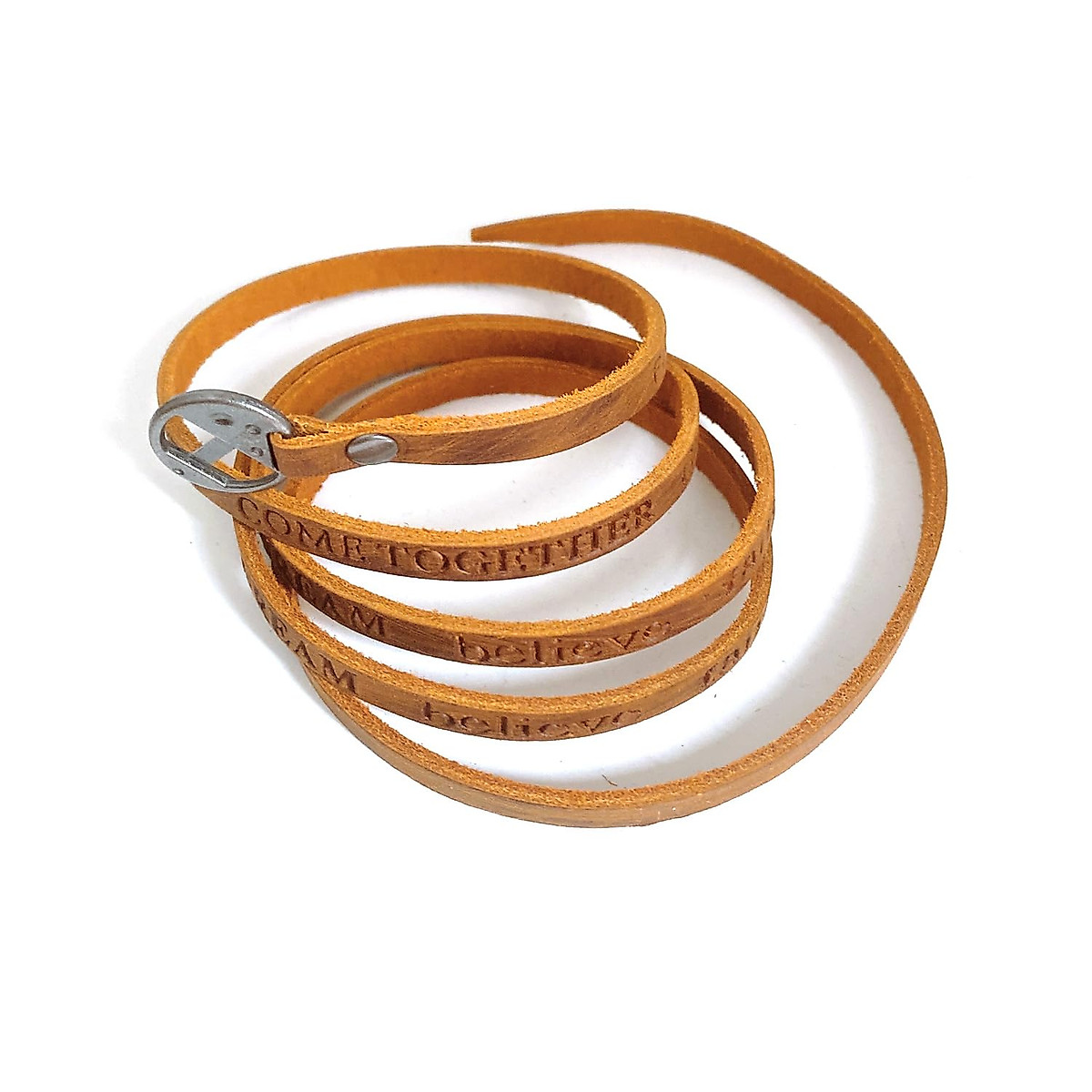 Rantanto Genuine Leather Wrap Bracelets Trendy Western Stackable Cuff Adjustable Boho Layered Bracelet Jewelry For Men Women (Brown Stamped Words)