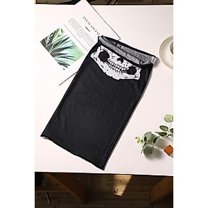 WYSUMMER 8PCS Scarves Bandanas Skull Face Tube Black Headband, Motorcycle Multi Function Headwear Hat Scarf Ski Mask (Skull 3)