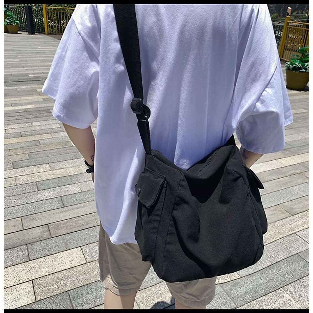 JQAliMOVV Canvas Tote Bag for Women - Large Hobo Bag Purse Aesthetic Casual Shoulder Crossbody Canvas Tote Bag with Zipper and Pocket, Fairy Grunge Bag