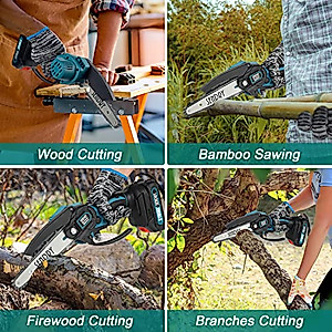 SENDRY Mini Chainsaw 6-Inch, Powerful Cordless Rechargeable Handheld Small Electric Saw Powered by 2Pcs 21V 7500mAh Batteries for Wood Cutting, Tree Trimming, Branch Pruning, Gardening, Camping