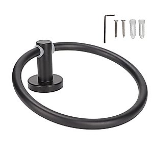 Towel Ring for Bathroom, 6.7in Diameter Towel Holder Ring, Aluminium Round Bath Towel Rings, Space Saving Ring Towel Holder, Multiuse Wall Towel Ring Holder for Bathroom Hotel(Black)