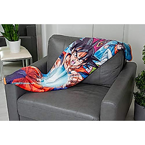 Dragon Ball Super Fighters & Warriors Fleece Throw Blanket | Features Beerus, Whis, & The Legendary Dragon Ball Warriors | 60 x 45 Inches
