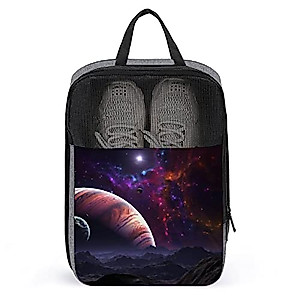 Frcavbin Galaxy Nebula Outer Space Travel Shoe Bag Shoes Carrier with Handle and Zipper Foldable Shoe Puches Organizer for Home storage School starts