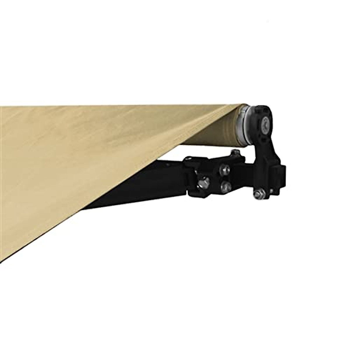 ALEKO Manual Retractable Patio Awning|10' W x 8' L Handle Crank Deck Awning| Black Frame, Polyester Water Resistant Canopy, UV Protection Sun Shade for Yard, Porch, Balcony| Ivory