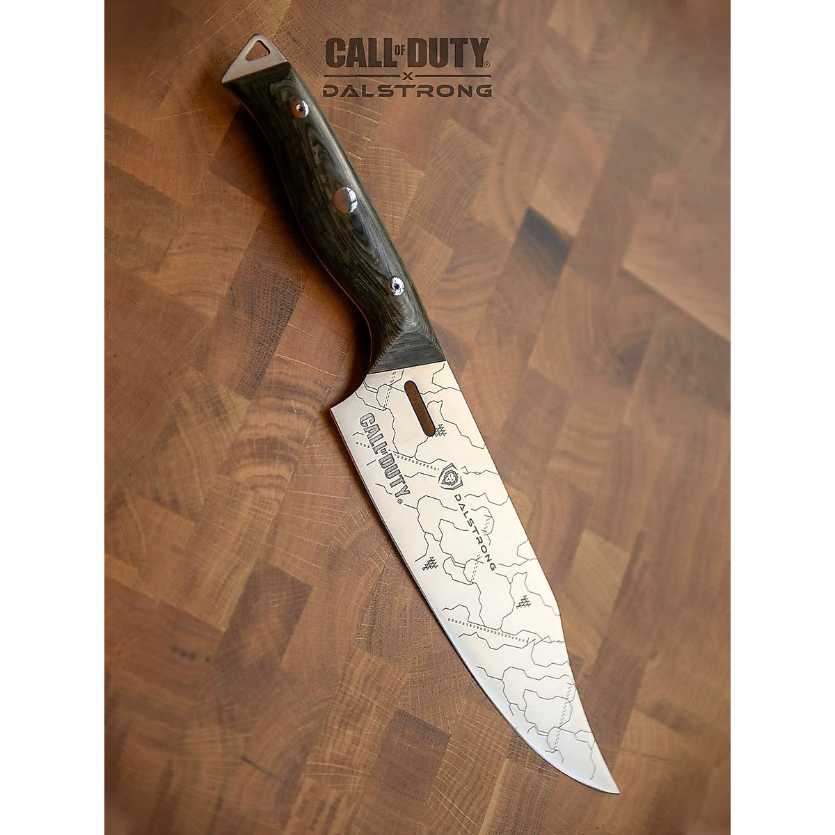 Dalstrong Chef Knife - 8 inch - Call of Duty Edition - Exclusive Collector Set - High-Carbon 9CR18MOV Steel - G10 Digital Camo Handle - Ultra-Thin Zero Friction Blade - Chef's Knife - Leather Sheath