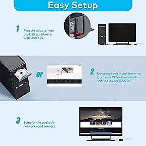 L-Link USB WiFi Adapter AC1300Mbps 3.0 Fast Connection for Desktop PC and Laptop with 2.4GHz, 5GHz High Gain Dual Band 5dBi Antenna, WiFi Dongle Supports Windows 10/8/8.1/7/Vista/XP/Mac OS/ Linux