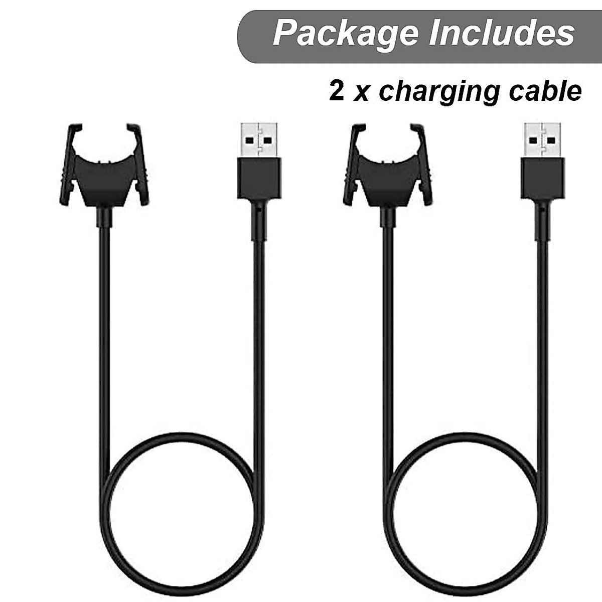 Charger for Fitbit Charge 3, Fitbit Charge 4, Replacement USB Charging Cable Clip Cord for Fitbit Charge 3/4 (2-Pack, 3.3ft)