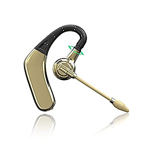 Mosonnytee Headphones Wireless Bluetooth earpiece Noise Cancelling Headphones with Microphone Truck Bluetooth Headset Hands-Free for Cell Phone with Replaceable Batteries for 20-Hours (Gold)