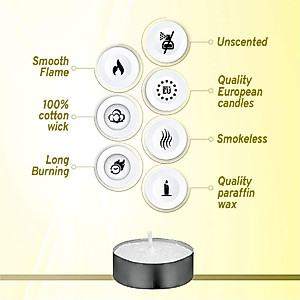 BOLSIUS Smokeless Tea Light Candles – 100 Count, Long-Lasting Tealight Candles Unscented with Cotton Wicks & 4 Hour Burn – Wax Tea Lights Candles in Bulk for Parties, Weddings, Home Decor, & More