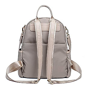 Mn&Sue Waterproof Nylon Casual Backpack Purse for Women School Shoulder Bag Rucksack Ladies Travel bags (Style B Beige)