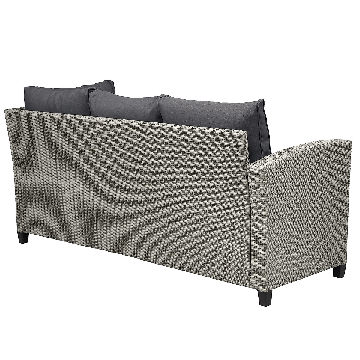 FANYE 5 Pieces All Weather Outdoor Patio Furniture Conversation Sets PE Wicker Rattan Sectional Couch Include 1 Table, 2 Sofas, 2 Ottomans and 3 Pillows Corner, Dark Gray