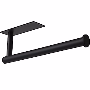 theaoo Paper Towel Holder - Under Cabinet Paper Towel Holder for Kitchen, Adhesive Paper Towel Roll Rack for Bathroom Towel, Wall Mounted Matte Black Paper Towel Rack, SUS304 Stainless Steel