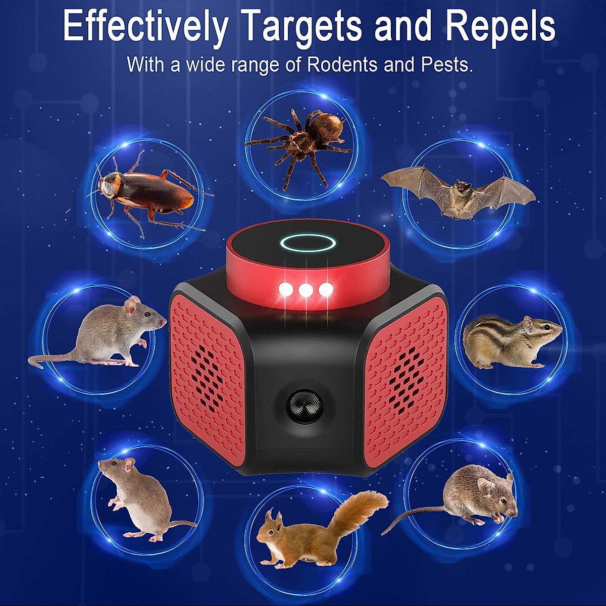 Mouse Repellent Ultrasonic Plug in, Mice Repellent Ultrasonic Rodent Control Squirrel Repellent Rat Repellent for House, Bat Removal Attic Home Basement Garage Rvs