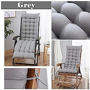 Moonase 61inch Sun Lounger Chair Cushions, Sundlight Patio Cushions Chaise Outdoor Mattress Recliner Quilted Thick Padded Seat Cushion Reclining Chair Rocking with Ties (Grey)
