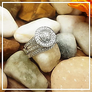 Dazzlingrock Collection Round White Diamond Halo Split Shank Wedding Ring Set for Women (0.50 ctw) in 925 Sterling Silver Size 7