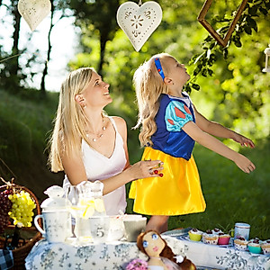 SOLIEHOO Girls Princess Dress Up Trunk, Pretend Play Costumes Princess Role Play Set 15pcs Girls Dress up Clothes with 4 Tops,4 Princess Dresses Crown Necklaces for Toddler Age 3 4 5 6 Years