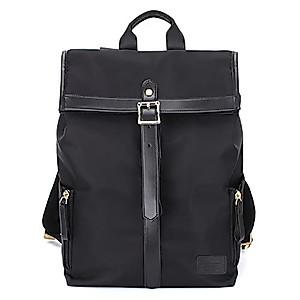 Camelia de Amour Women backpack purse Fashion Nylon Rucksack medium size (t295-183 black/gold Hardware)