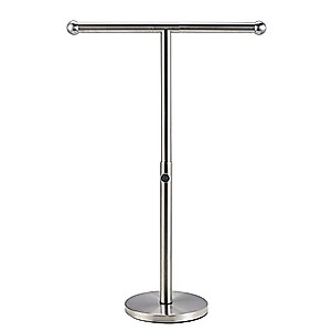 Counter Towel Holder for Bathroom - Extends 11.5” to 19.5” Stainless Steel 304 Fingertip Towel Holder, Anti-Rust Kitchen Countertop Towel Stand, Adjustable Hand Towel Holder Stand for Bathroom