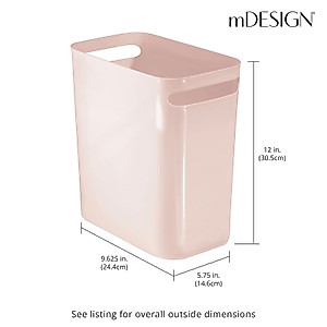 mDesign Light Pink 2.5 Gallon Plastic Trash Can, Set of 2, 10.875 x 7 x 12 in
