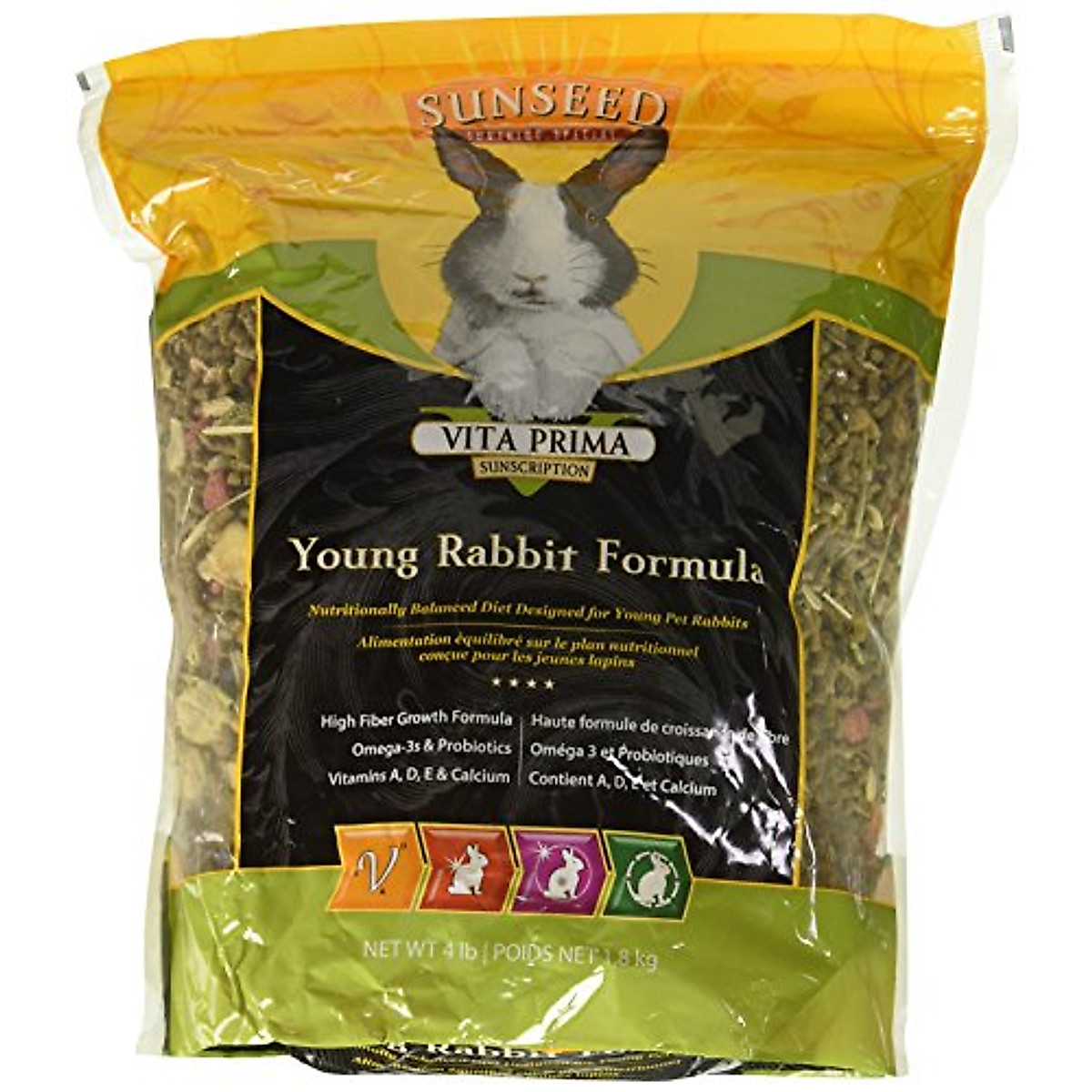 (3 Pack) Sunseed Vita Prima Sunscription Young Rabbit Formula, 4 Lb each