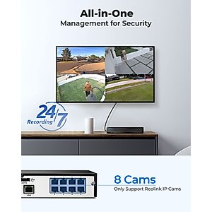 Reolink Wireless Security Camera System, 5MP, 2.4/5GHz WiFi, 5X Optical Zoom, Color Night Vision, 4 pcs RLC-511WA Bundle with 8CH NVR (2TB HDD Pre-Installed)