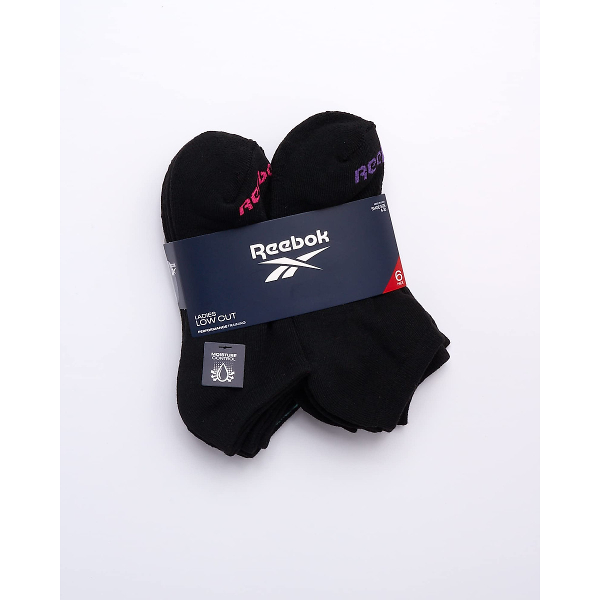 Reebok Women's Athletic Socks - Performance Cushioned Low Cut Socks (6 Pack), Size 4-10, Solid Black