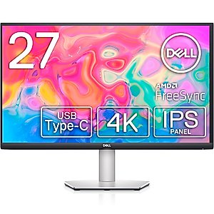 Dell S2722QC 27-inch 4K USB-C Monitor - UHD (3840 x 2160) Display, 60Hz Refresh Rate, 8MS Grey-to-Grey Response Time (Normal Mode), Built-in Dual 3W Speakers, 1.07 Billion Colors Platinum Silver