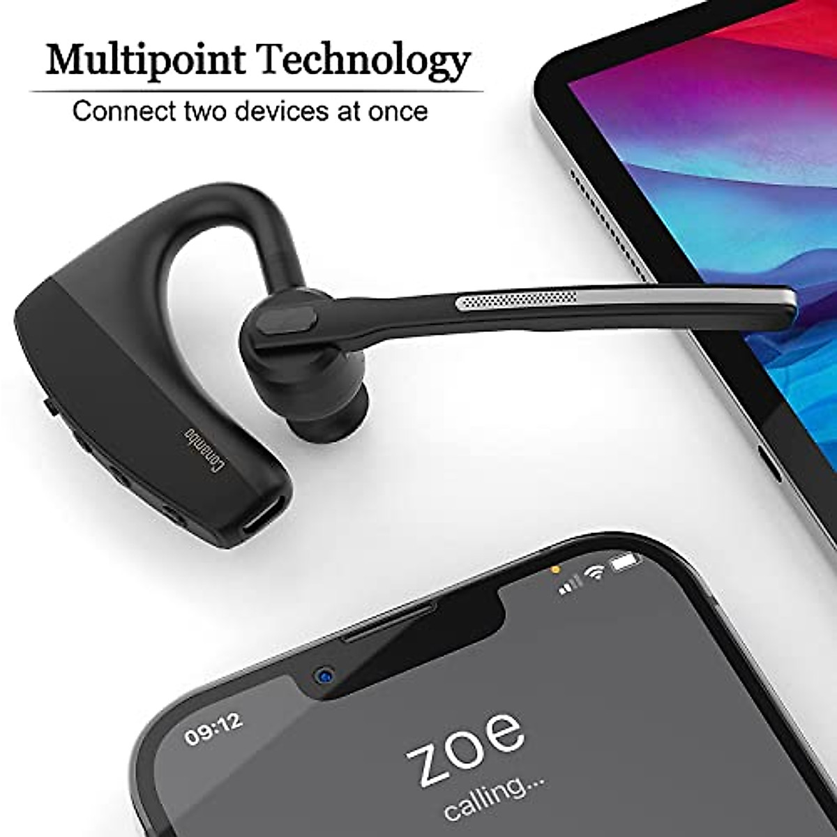 Conambo Bluetooth Headset 5.1, aptX HD 16 Hrs Talktime Bluetooth Earpiece with Microphone Noise Cancelling Wireless Headphones for Cell Phones Business Trucker Office