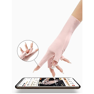 Vikodah Women Fingerless Gloves Summer UV Protection Gloves Cool Ice Silk Gloves Sun Block Driving Gloves Unisex