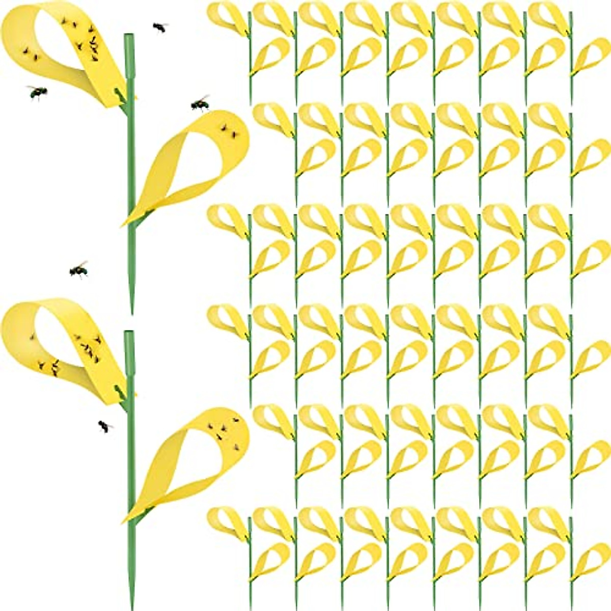 150 Pack Sticky Houseplant Traps Stakes Yellow Insect Trap Fungus Gnat Sticky Trap for Indoor Outdoor Garden Houseplant Fungus Gnat Fruit Flies Mosquito