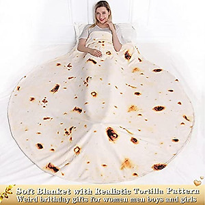 Jorbest Burritos Tortilla Wrap Blanket for Adults and Kids, Double Sided Funny Food Blanket, Novelty Funny Gifts for Women Men Teens, 285 GSM Soft Flannel Taco Blanket, 60 inches Yellow