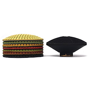 Z-LION 4 Inch Diamond Convex Polishing Pad with 5/8"-11 Thread Backer Pad Convex Disc for Marble Granite