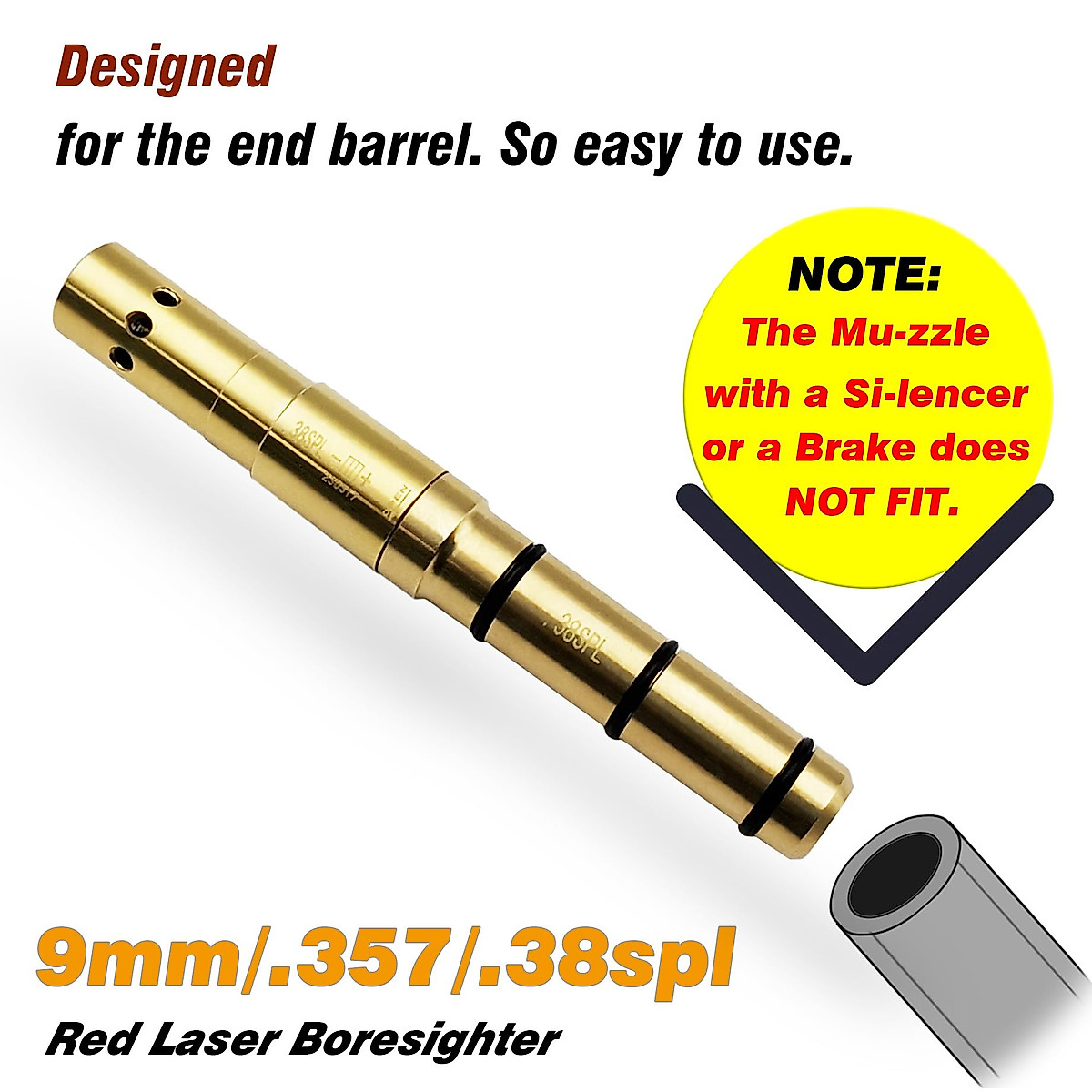 BOOLIT EYE 9MM/.38SPL/.357MAG/.380ACP Special Laser Boresighter End Barrel Laser Bore Sight Accurately and Easy to Fit Revolvers Pistols Rifle and Air Guns (9MM/.38SPL/.357MAG)