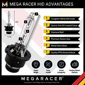 D2S HID Bulbs | 6000K Cool White HID Headlight Bulbs | D2R Headlight Bulb | Xenon Headlight Bulbs | HID Headlights | Xenon HID Bulbs | HID Lights for Cars Headlights | D2S Bulb | HID Bulb Pack of 2