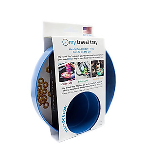 My Travel Tray Kids Travel Tray Cup Holder - Cup Holder Travel Tray for Cup Holders (Sky Blue), 1 Count (Pack of 1)