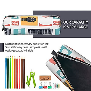 allgobee Pu Leather Pencil Bag Pen Case Guitar-Singer-Music-Hipster Students Stationery Pouch Pencil Holder Desk Organizer