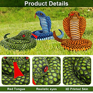 Sosation 3 Pcs Snake Stuffed Animal 43 Inches Cobra Snake Plush Toy Large Realistic Snake Stuffed Animal Toy with Red Tongues Python Stuffed Dolls Gifts for Children Kids