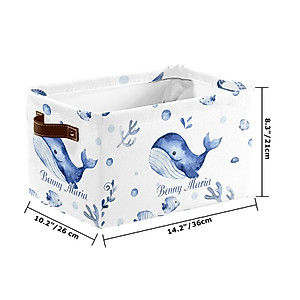 Whale Octopus Fish Personalized Storage Bins Custom Baskets Cubes Organizer With Handle for Home Nursery Supplies Clothes Toy 1 Pack