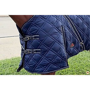 HILASON Western Horse Stable Blanket Quilted | Horse Blanket | Horse Blankets for Winter | Water Resistant Stable Blankets for Horses | Blankets for Horses | Blue | 78 Inches