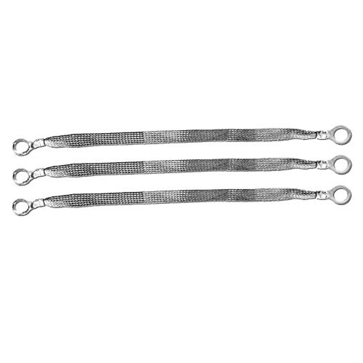 16" x 1/2" Braided Ground Straps (1/2" Ring to 1/2" Ring)-3 pcs | Made in USA