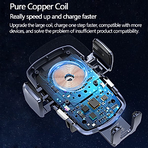 2022 Wireless Car Charger, 15W Auto-Clamping Car Charger Mount, Air Vent Car Charging Holder for iPhone 13/12/11/Pro/ProMax/Mini/Xr/Xs/X/8, Samsung S22/S22 Ultra/S21/S20(Without QC 3.0 car Charger)
